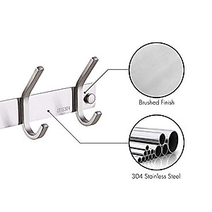 None/Brand Rustproof Coat Rack Wall Mounted Stainless Steel 3-Hook Towel Hook Hook Rack Hook Rail Rust Resistant Brushed Finish, AH203H3-2