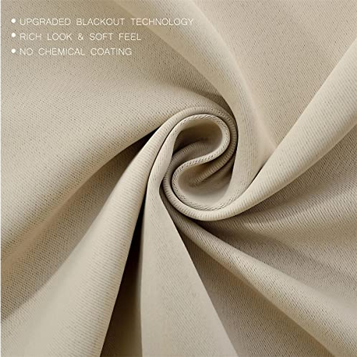 MIUCO Room Darkening Grommet Blackout Window Curtains for Living Room Curtains Panels Set of 2 52x63 Inch Begie, 2 Tie Backs Included