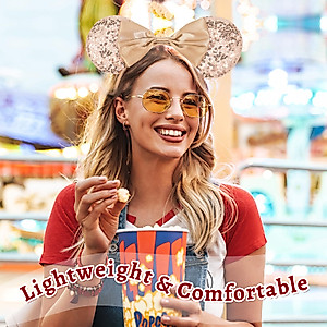 Akkya Ears Headband Hair Clips Accessories for Women Girl Kid Adult Birthday Party Princess Park Costume Mini Bow Present Glod