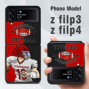 Custom Football Team Jersey Names & Numbers Phone Cases Trendy Design for Boy Men Be Legendry Cover Applicable to Samsung Galaxy Z Flip 3 4 (Kansas City)