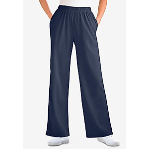 Woman Within Women's Plus Size Petite 7-Day Knit Wide Leg Pant - 2X, Black