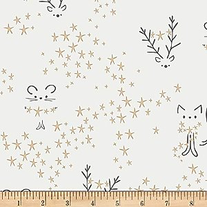 Art Gallery Fabrics Art Gallery Little Town Starbright Frost Fabric, White