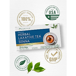 Carlyle Herbal Laxative Senna Leaf Tea | 60 Tea Bags | No Caffeine | Helps with Occasional Constipation | Vegetarian, Non-GMO & Gluten Free