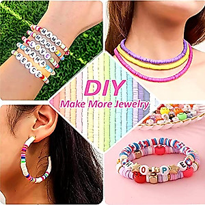 LauCentral 6100+ PCS Clay Beads Bracelet Making Kits, 24 Colors 6mm Flat Round Polymer Heishi Beads Supplies for Jewelry Necklace Earrings DIY Arts Crafts Accessories Gifts Age 4 5 6 7 8 9 10 11 12