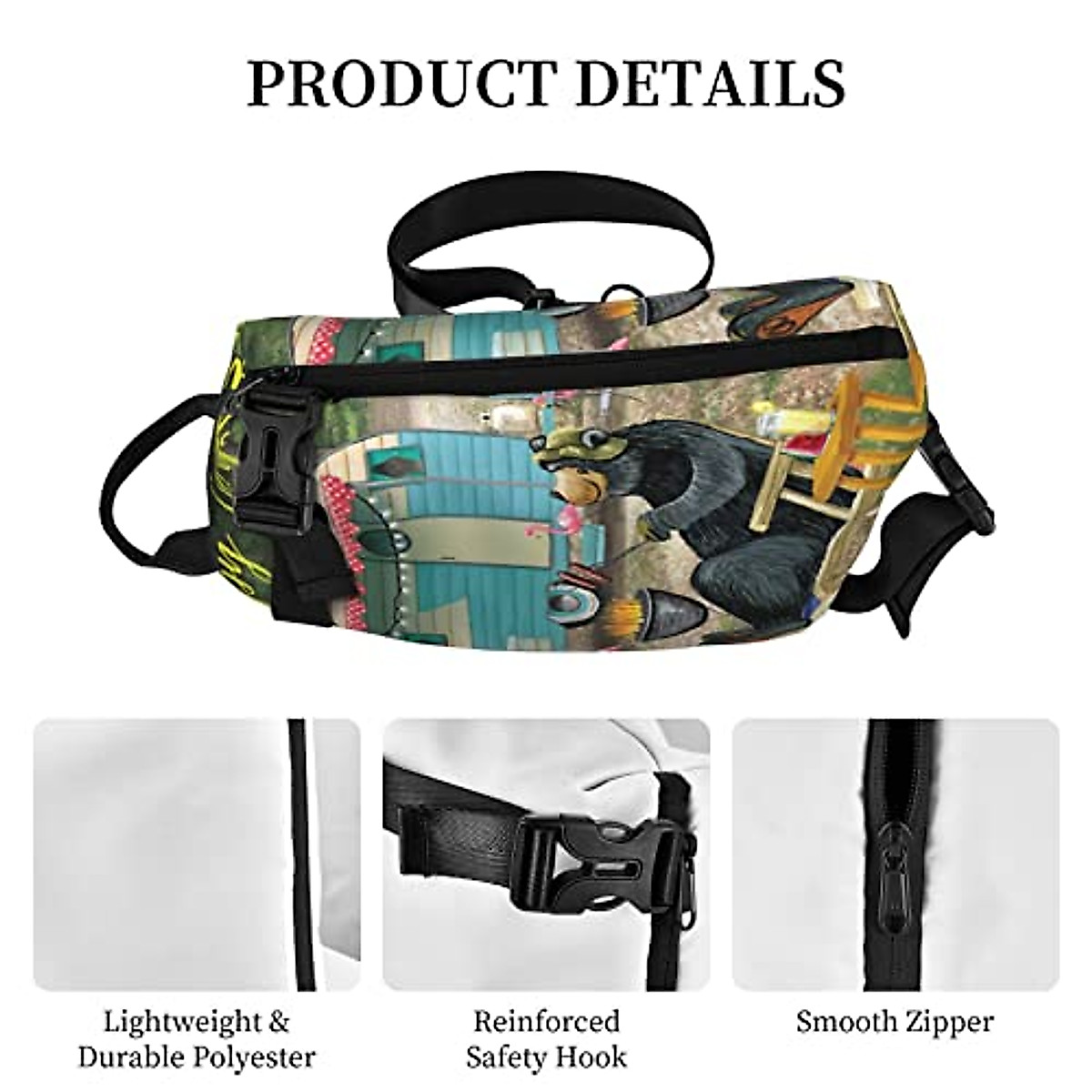 Rope Bag - Crossbody Sling Backpack Happy Camper Sling Bag Travel Hiking Chest Bag Daypack