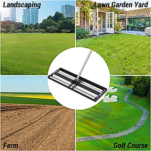 Updated Lawn Leveling Rake with Aluminum Rollers, Stainless Steel 30"x10" Levelawn Tool , Heavy-Duty Lawn Leveler with 80" Extended Handle, Yard Leveling Rake Suit for Garden, Golf Lawn, Farm