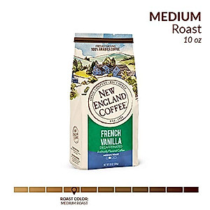 New England Coffee French Vanilla Decaffeinated Medium Roast Ground Coffee, 10oz Bag (Pack of 1)