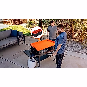 Silicone Griddle Mat with Grease Cup Liners for Blackstone 28" Griddle, High-Wall & Full-All-Encompassing Heavy Duty Food Grade Silicone Grill Buddy Mat, Protecttion Griddle from Dirt & Rust (Orange)