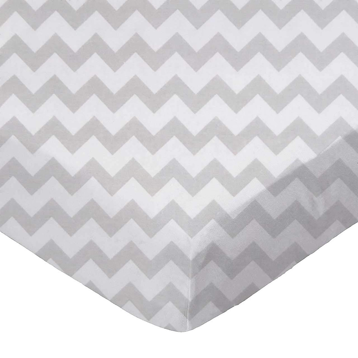 SheetWorld Fitted 100% Cotton Percale Pack N Play Sheet Fits Graco Square Play Yard 36 x 36, Grey Chevron Zigzag, Made in USA