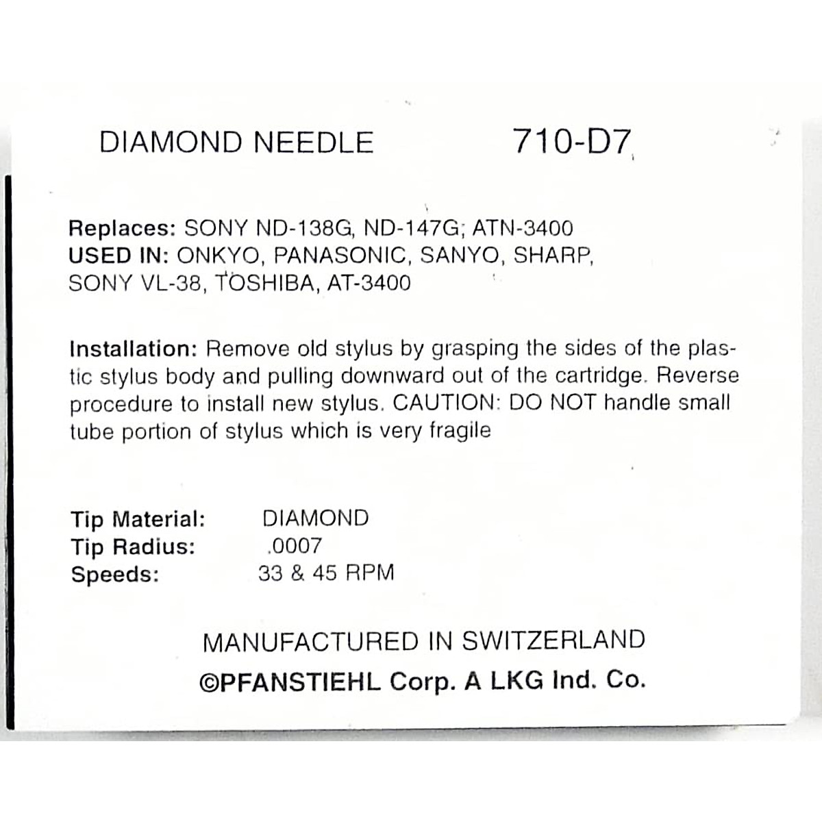 Pfanstiehl Phonograph Needle Compatible/Replacement For Audio Technica ATN-3400 ATN-3401 ATN-3410 ATN-3450 ATN-3451 AT95E