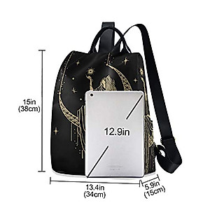 ALAZA Sacral Night Girl on Moon Trips Hiking Camping Rucksack Pack for Women