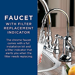 GE Reverse Osmosis System & Under Sink Water Filter | Faucet & Easy Install Kit Included | Premium Filtration Reduces Lead, Chlorine & More | Replace Filters Every 6 Months | GXRM10RBL