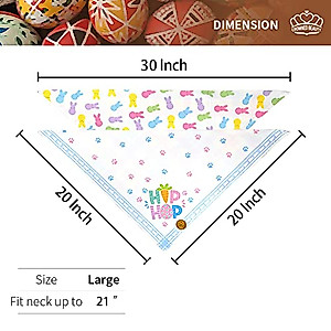 Crowned Beauty Easter Dog Bandanas Large 2 Pack, Bunnies Peeps Set, Hip Hop Plaid Adjustable Triangle Holiday Reversible Scarves for Medium Large Extra Large Dogs Pets