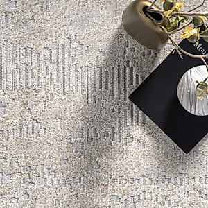 nuLOOM Alice Abstract 7x9 Area Rug for Living Room Bedroom Dining Room Kitchen, Light Grey/Ivory