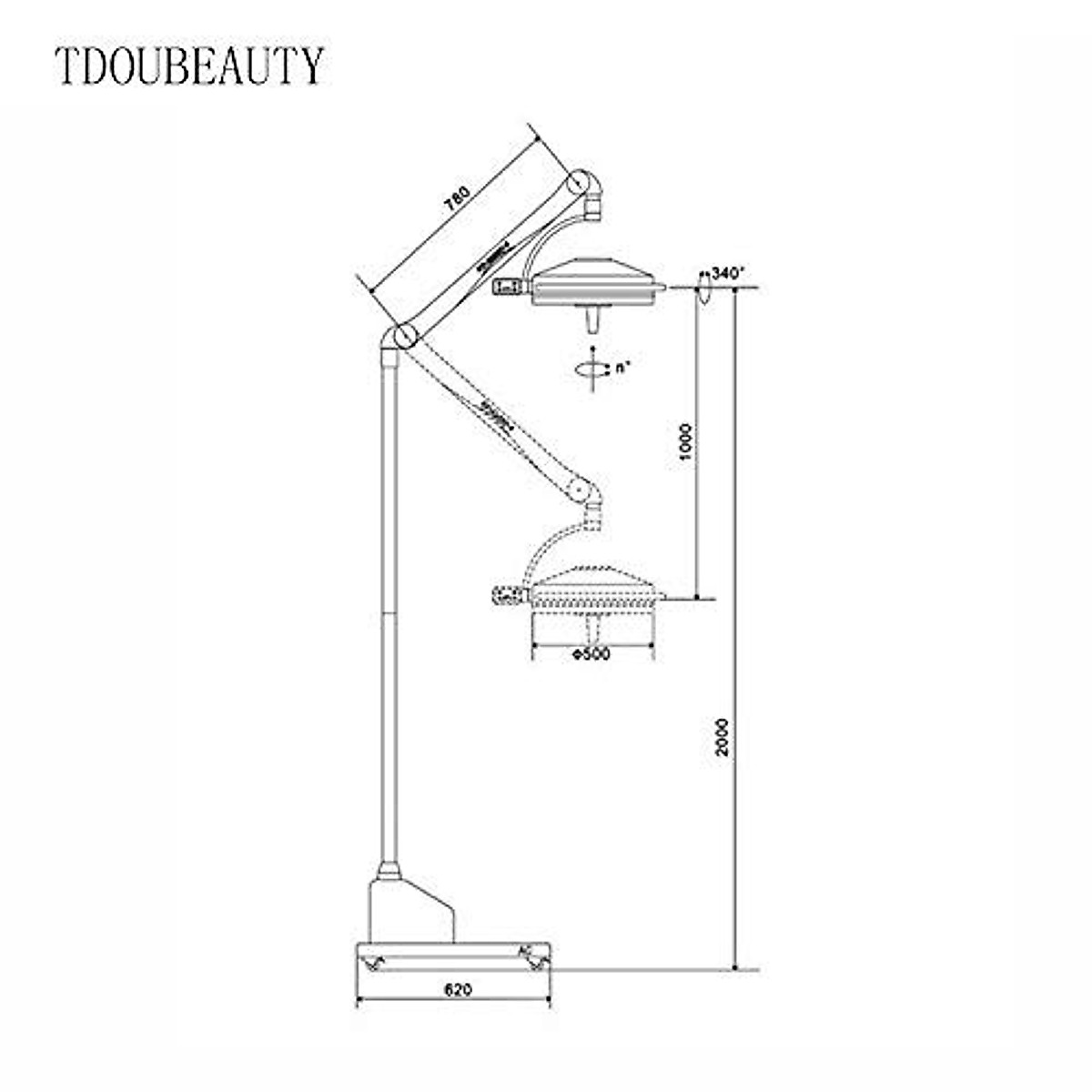 TDOUBEAUTY 108W Mobile AC LED Dental Exam Light Shadowless Lamp KD-2036L-3