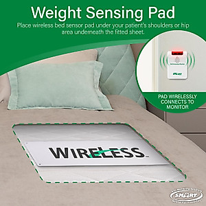 Smart Caregiver Wireless Bed Exit Alarm System - Weight Sensing Bed Pad with Call Button and Wireless Monitor - Bed Alarm Automcatically Alerts Caregiver When They Get Up to Help Prevent Falls
