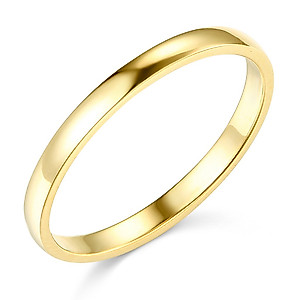 14k Yellow Gold 2mm Plain Wedding Band - Size 10.5