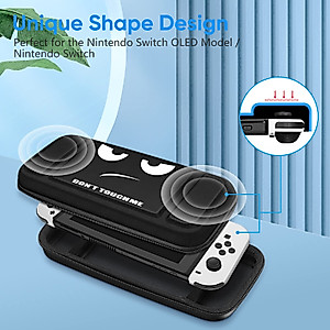 Fintie Carrying Case for Nintendo Switch OLED Model 2021/Switch 2017, [Shockproof] Hard Shell Protective Cover Travel Bag w/10 Game Card Slots for Switch Console Joy-Con & Accessories, Dont Touch