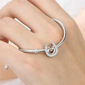 925 Sterling Silver Charm Bead fits Pandora Bracelets & Necklaces & More DIY (Lucky Mom Baby Mothers Day)