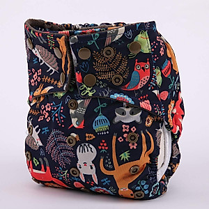 3 AIll in One Night AIO Cloth Diaper Nappy Sewn in Insert Reusable Washable (Sushi Pineapple)