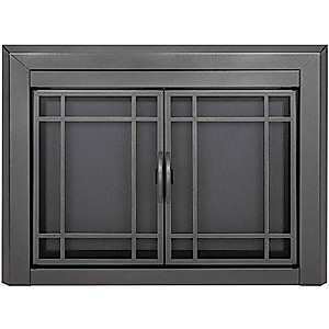 Pleasant Hearth Edinburgh Glass Firescreen Gunmetal - Small