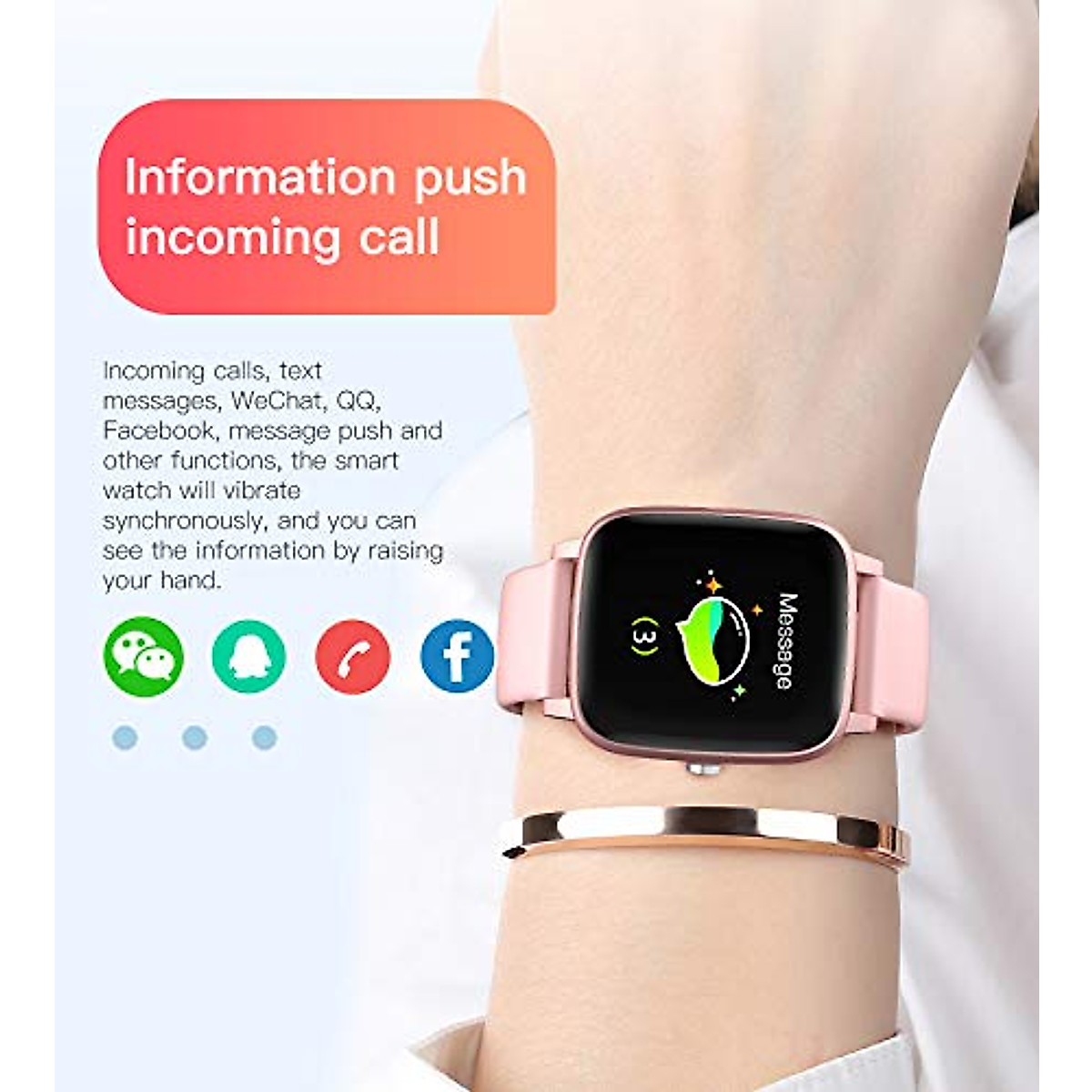 LCW Smart Watch for iPhone Android, Fitness Tracker Health Watch w/Heart Rate Blood Oxygen Monitor, Blood Pressure, 1.4" Touch Screen Smartwatch, Sleep Step Tracker, IP67 Waterproof (Pink)