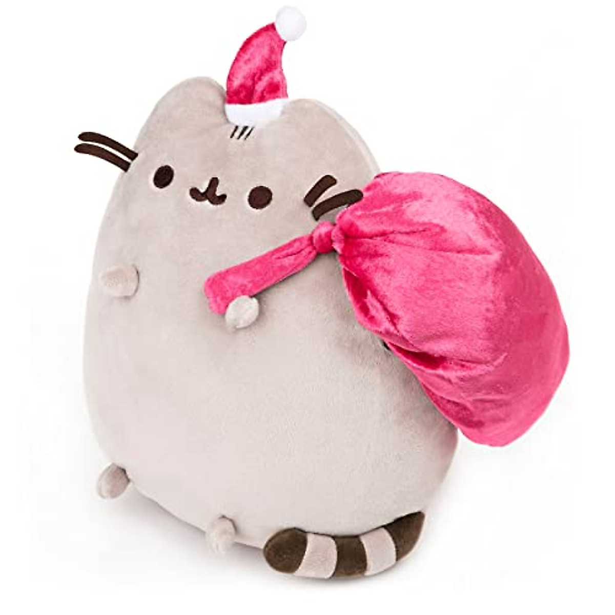 GUND Santa Claws Pusheen Holiday Plush Stuffed Animal Cat, Gray and Pink, 9.5”