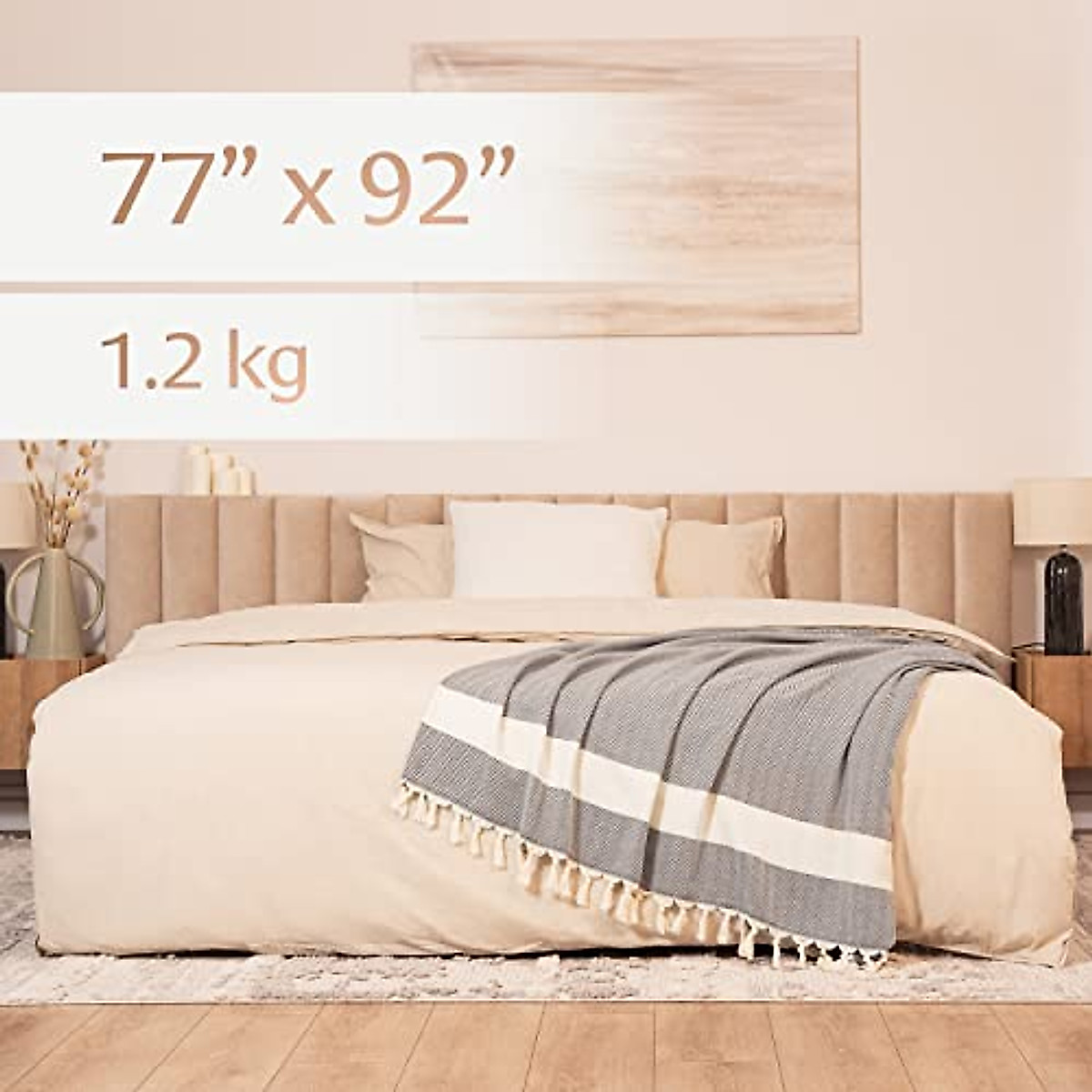 Luxurious Turkish Cotton Blanket - Soft, Large, Lightweight, and Breathable - Boho Style for Bed, Couch, and Home