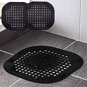 2 Pack 5.7" Flat Square Drain Cover Hair Catcher Pad, Silicone Tube Drain Hair Catcher Stopper with Sucker for Bathroom Kitchen, Rubber Bathtub Sink Strainer Plug Filter Trap Home Drain Protectors