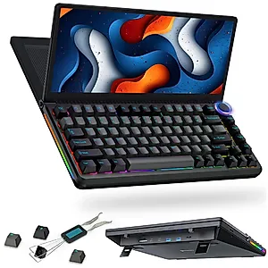 Kwumsy K3 Touchscreen Gaming Mechanical Keyboard - 82 Keys Portable USB Wired RGB LED Backlit N-Key Compact Keyboard, Keyboard With 13" Foldable 0-90 Degree Portable Screen, Plug and Play for Wins Mac