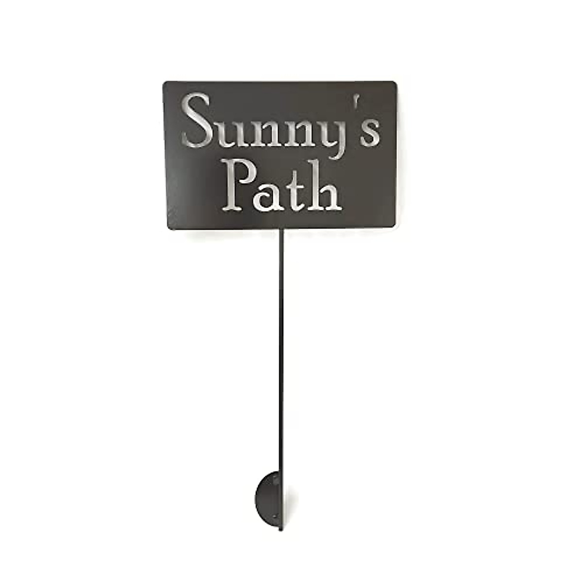 Custom Metal Garden Stake and Pet Memorial Signs Wall Art or Staked Options 20 to 33 Inches Tall Rusted or Powder Coated Finish (Rectangle Sign Plus Stake, 8x5 Inches)