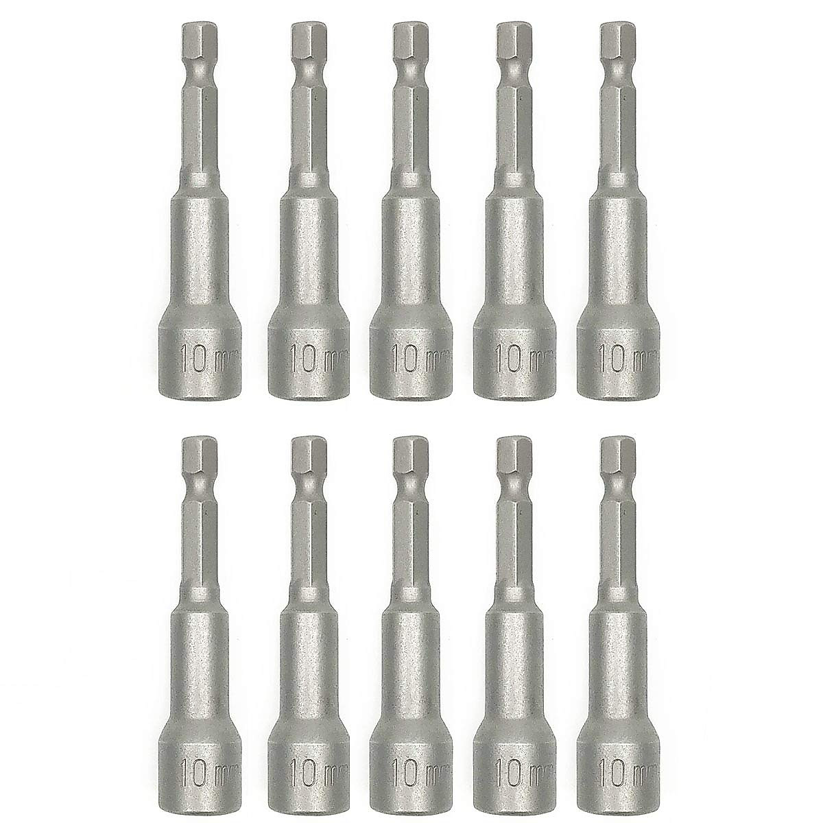 XMHF 10mm Nut Driver Bit Socket Adapter Hex Shank Extension Drill Bit Hex Bit Magnetic 10Pcs
