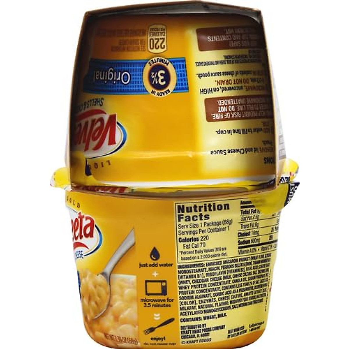 Velveeta Shells & Cheese Original Microwavable Macaroni and Cheese Cups (4 ct Pack, 2.39 oz Cups)