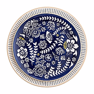 Mud Pie Indigo Round Nested Platters, small 12" dia | large 14" dia, Blue