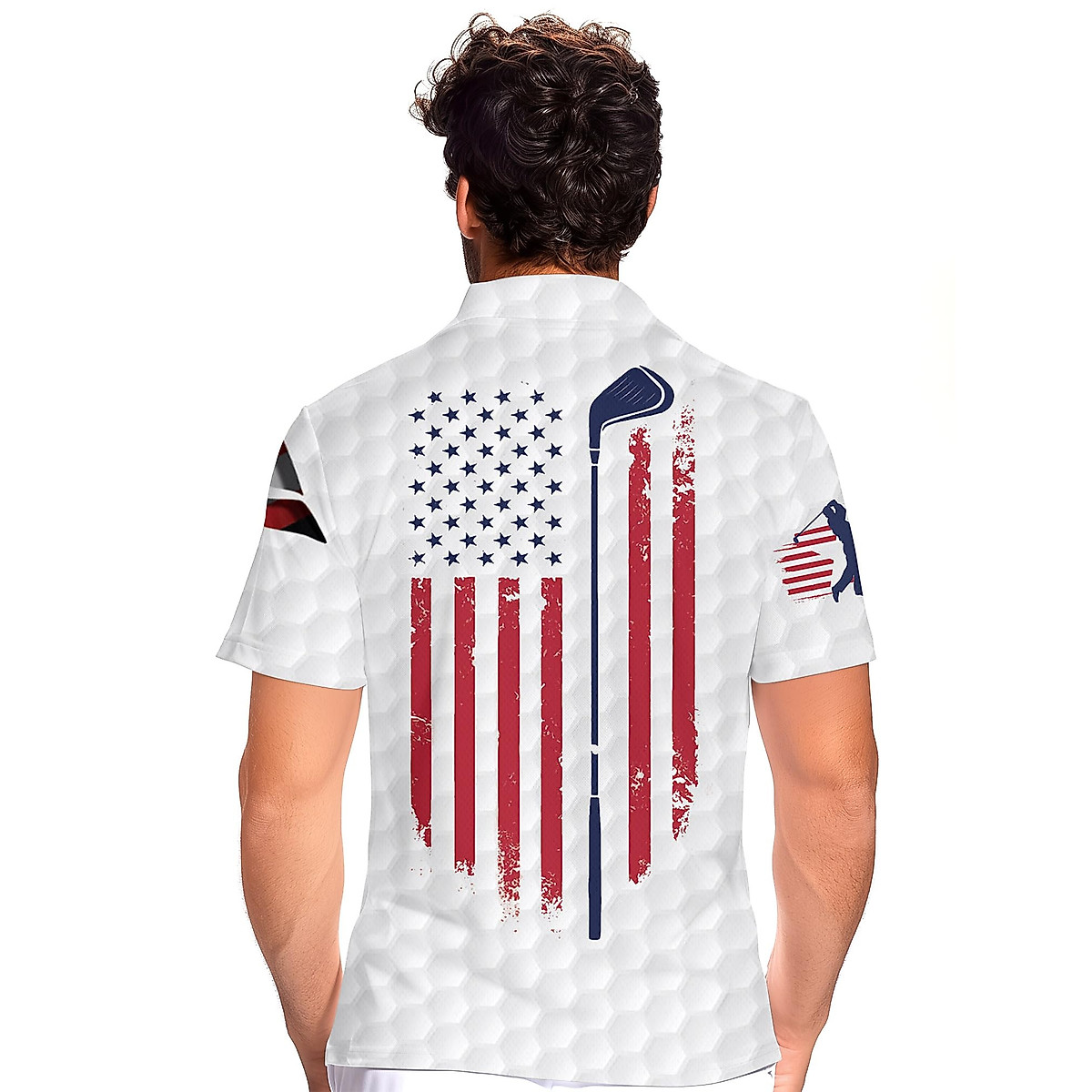 HIVICHI Golf Shirts for Men Funny Print Crazy Hawaiian Mens Polo Shirt Patriotic Flag Shirt, Large, 7198