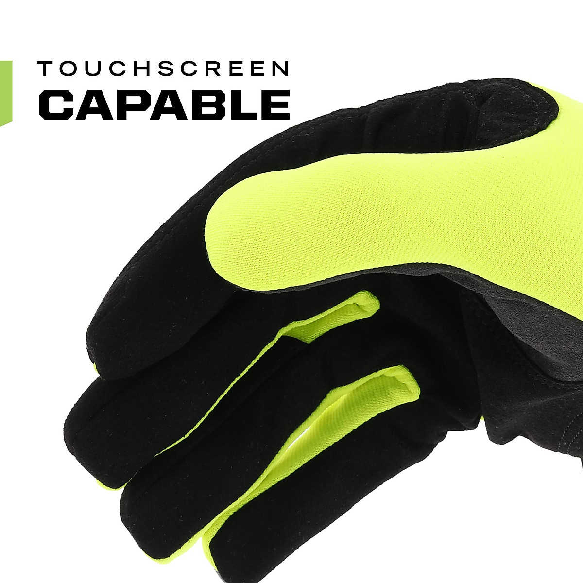 Mechanix Wear: Hi-Viz FastFit Work Gloves with Secure Fit Elastic Cuff, Reflective and High Visibility, Touchscreen Capable, Safety Gloves for Men, Multi-Purpose Use (Fluorescent Yellow, Large)