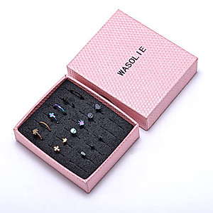 WASOLIE Stainless Steel Nose Rings Studs Piercing Jewelry Colorful Set Septum 20G For Women And Men Jewelry.