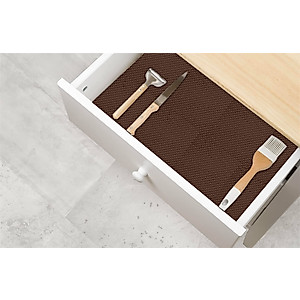 SteadMax Shelf Liner, 15 inches x 6 feet Total, Non-Slip Ultra-Grip Mats for Kitchen or Bathroom Shelves, Cabinets, Pantry, Tool Box, Non-Adhesive Drawer Liner, Durable, Strong, Brown (2 Pack)