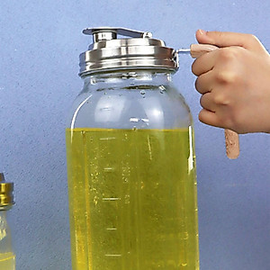 Generic 2 Mason Jar Pour Spout Lid, 86mm Stainless Steel Mason Jar Lids With Handle, Mason Jar Pitcher Lid With fl-ip Cap Pouring Spout, Portable Travle Drinking Lid, IA14BWGB6F3V86LMHDF