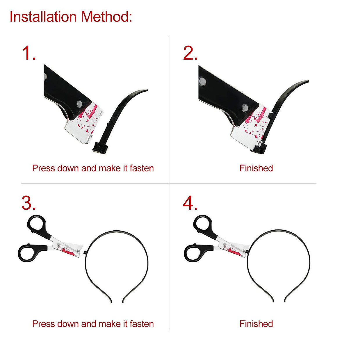 Gejoy 10 Pieces Halloween Horror Headband Zombie Headbands with Nail Through Finger Accessories Party Decorations Funny Props Multicoloured