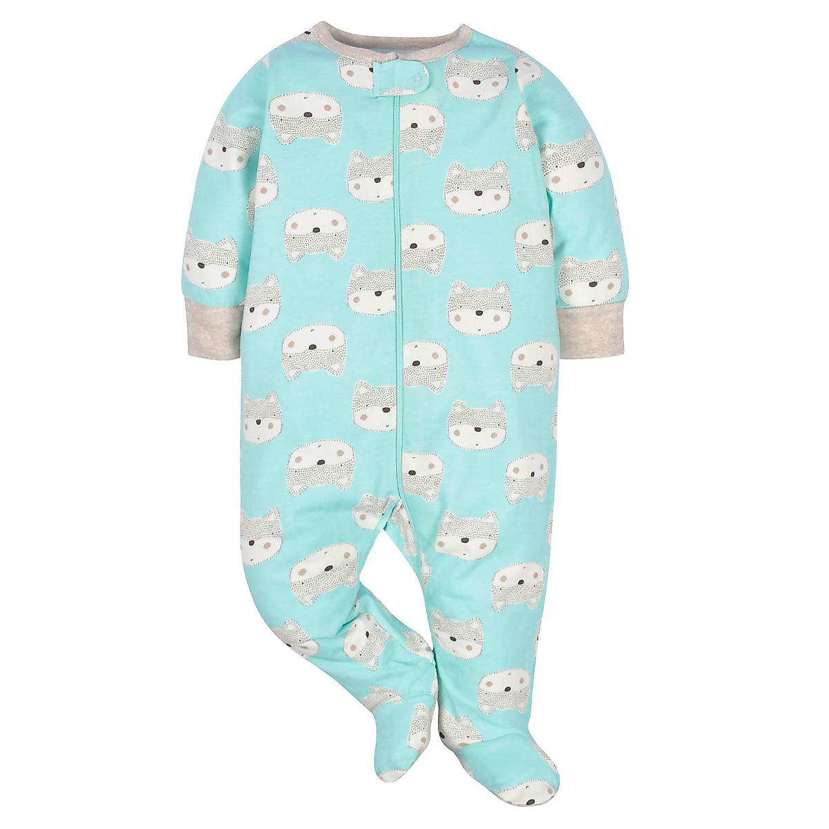 Gerber Baby Boys' 4 Pack Sleep 'N Play Footie, Aqua Fox, Preemie
