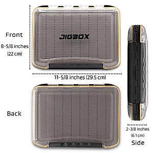 JIGBOX Deep Fishing Jig Organizer Large, Double Sided, Waterproof, Holds Your Larger Jigs, Various Styles of Jig Heads and More, Buck Tails, Weed Jigs, Jigs with Swim Baits, Micro Jigs