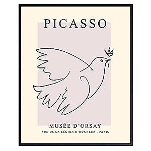 Pablo Picasso Wall Art & Decor - Pablo Picasso Poster 8x10 - Picasso Wall Art - Dove of Peace Picasso - Pablo Picasso Prints - Gallery Wall Art - Museum Poster - The Impressionists Decor - Pink