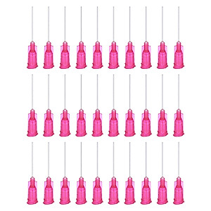 uxcell 100 Pcs 25G Plastic Dispensing Needles with Luer Lock, 1" PTFE Needle Tube PP Heat-Resistant Plastic Blunt Tip for Liquid Glue Gun, Red