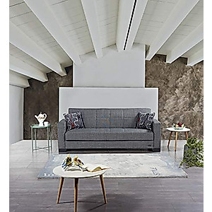 BEYAN SB Gray Vermont Modern Fabric Upholstered Convertible Sofa Bed with Storage, 84"
