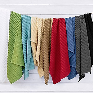 Ritz Royale Collection 100% Combed Terry Cotton, Highly Absorbent, Oversized Kitchen Towel Set, 28" x 18", 2-Pack, Solid, Cactus Green