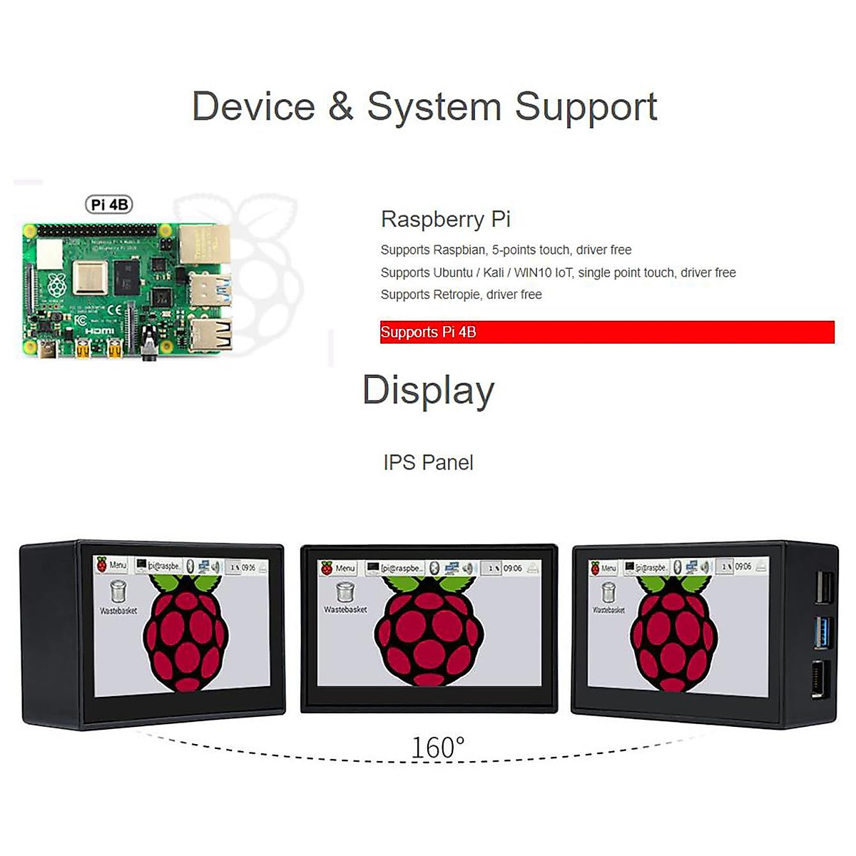 3.5" DPI Touch LCD 640x480, DPI666 262K Colors 60Hz Refresh Rate IPS Display Capacitive Screen, Toughened Glass Cover,for Raspberry Pi 4B/3B+/3A+/Pi Zero/Pi Zero 2W/Compute Module 4