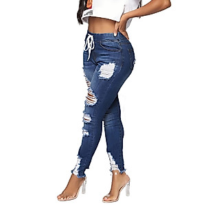 YPKAM High Waist Skinny Stretch Ripped Jeans for Women, Distressed Destroyed Denim Pants.