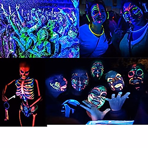 Glow in The Black Light Face & Body Paint, UV Neon Glow Fluorescent Face Paint Crayons for Halloween Club Makeup Xmas Glow Party