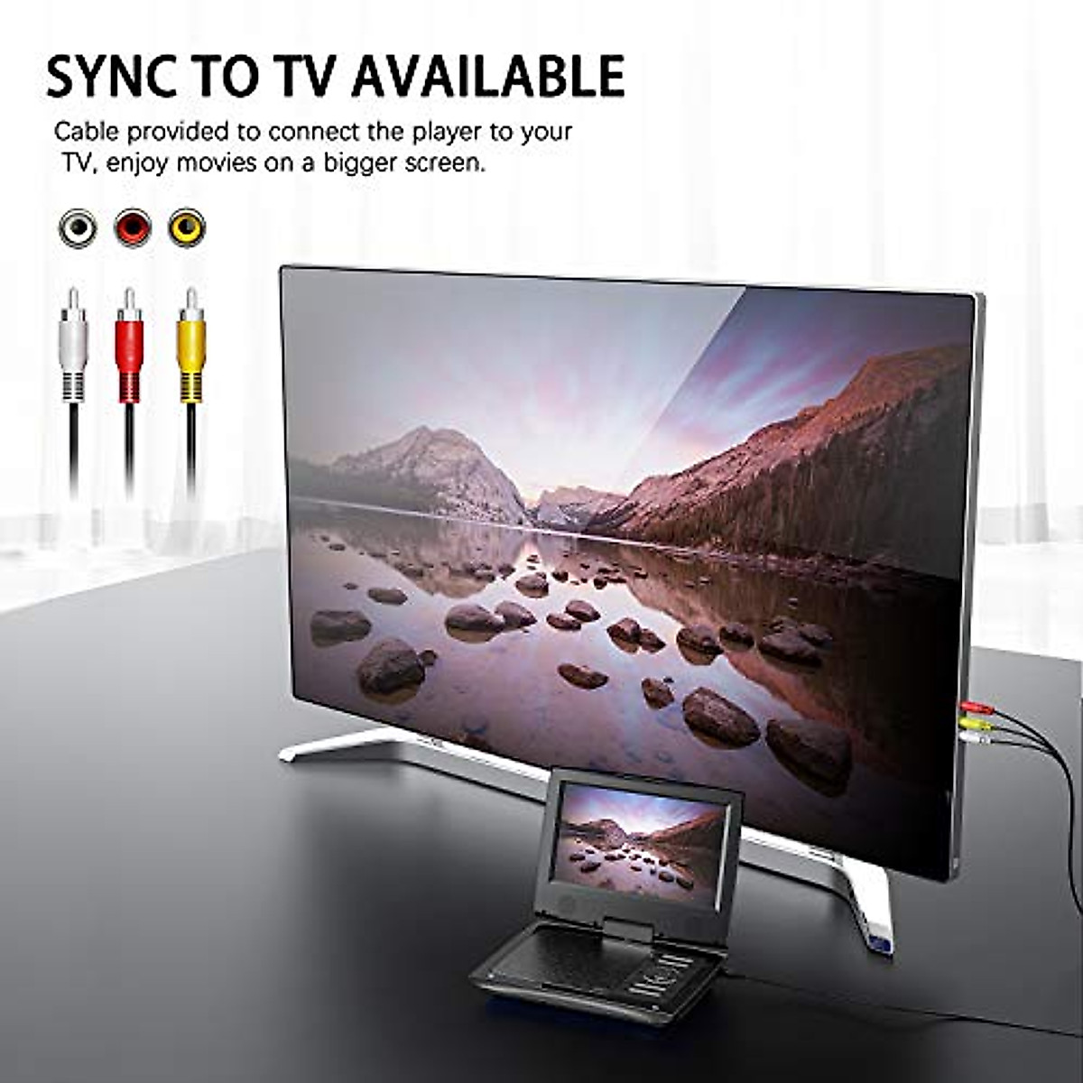 SUNPIN 11" Portable DVD Player for Car and Kids with 9.5 inch HD Swivel Screen, 5 Hour Rechargeable Battery, Dual Earphone Jack, Supports SD Card/USB/CD/DVD, with Extra Headrest Mount Case (Black)